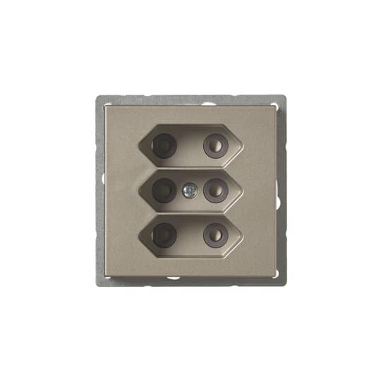 Euro socket outlet, 3-gang, shuttered, screwless terminals, branching ...