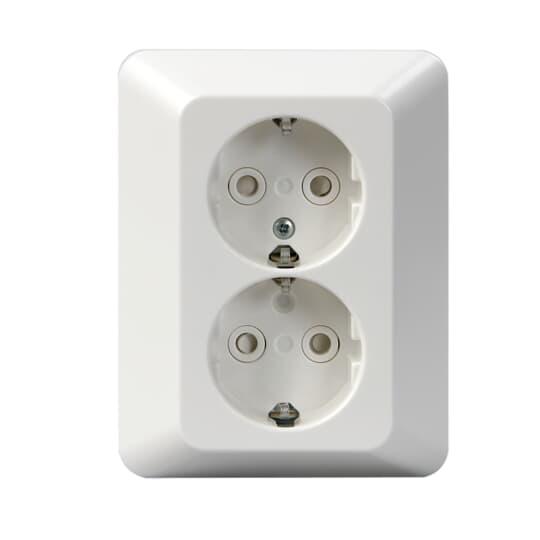 Socket outlet, Jussi, Schuko, 2-gang, shuttered, screwless terminals ...