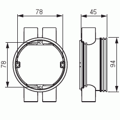 Extension ring for junction box, 45mm, for junction boxes with c/c 78 ...