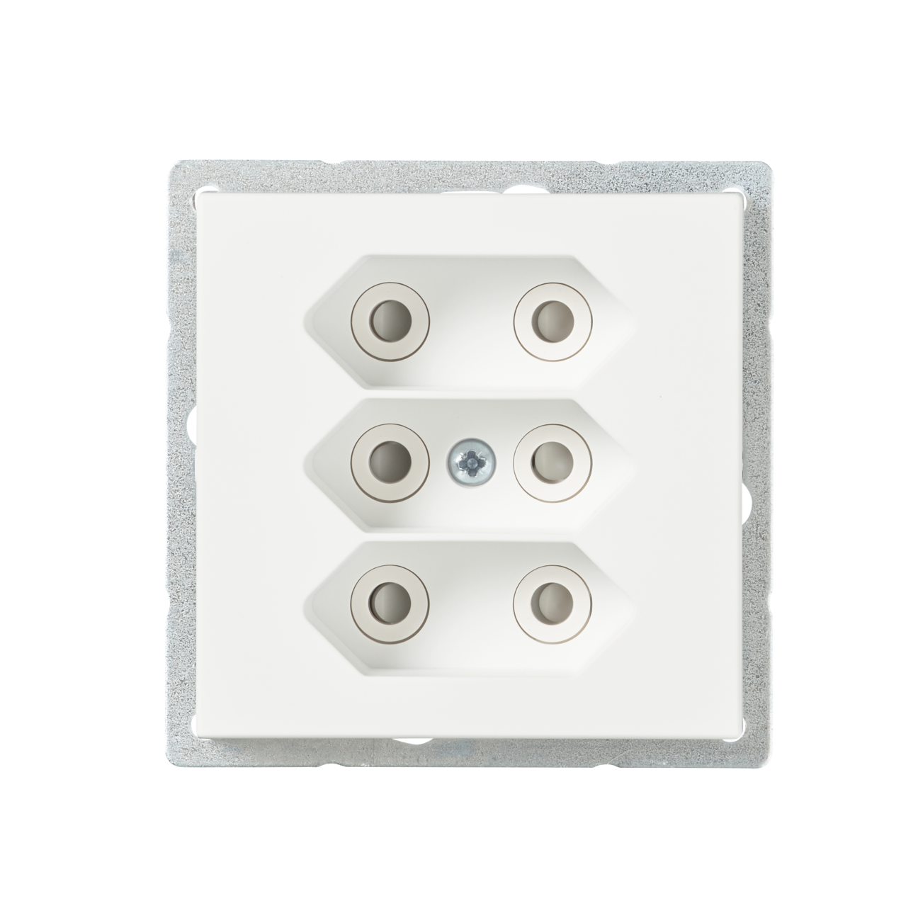 Euro socket outlet, 3-gang, shuttered, screwless terminals, branching ...