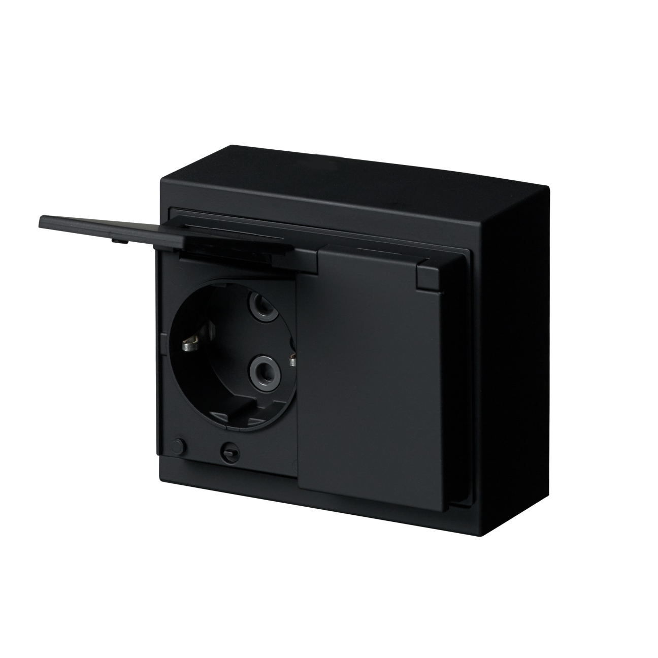 Socket outlet, Impressivo IP44, 2-gang Schuko, shuttered, screwless ...
