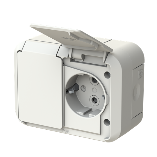 Socket outlet, Jussi IP55, 2-gang Schuko, shuttered, screwless ...