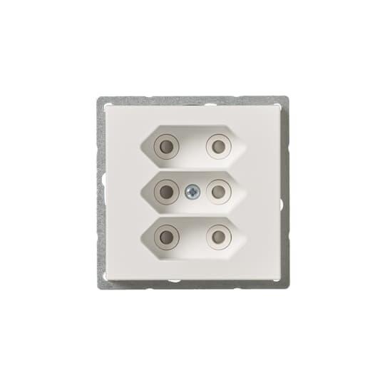 Euro socket outlet, 3-gang, shuttered, screwless terminals, branching ...