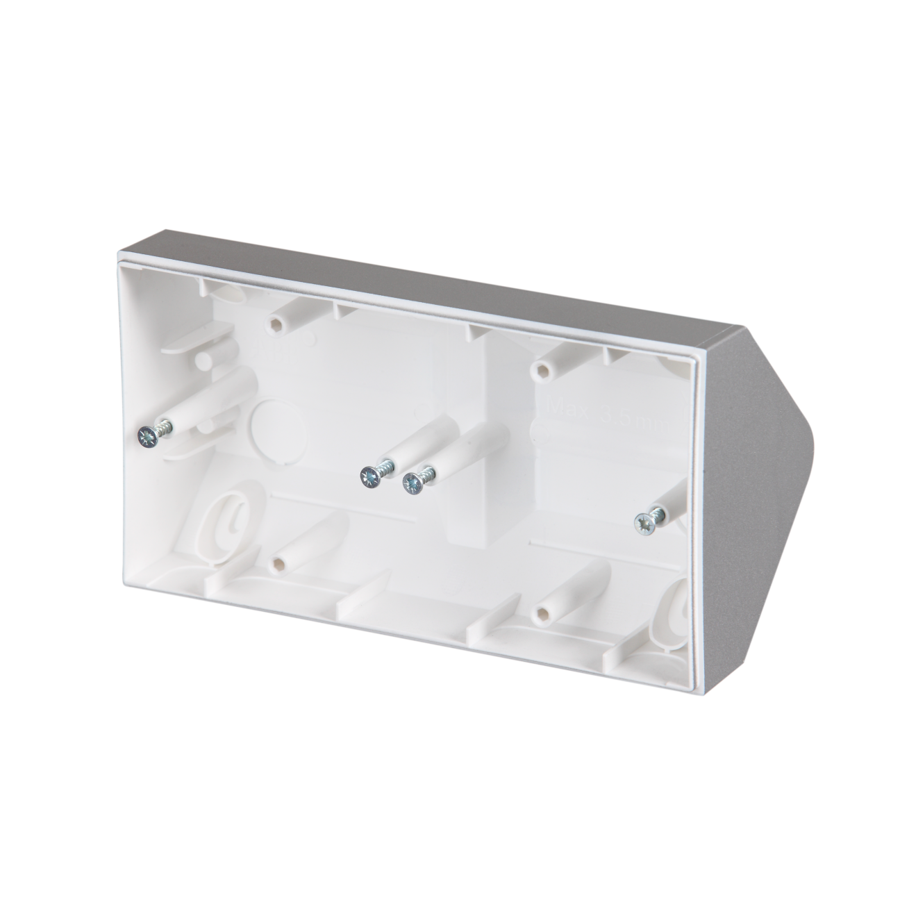 Surface mounting box, Impressivo, corner installation, 85mm, 2-gang ...
