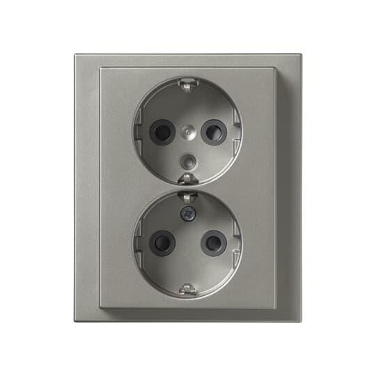 Socket outlet, Schuko, 2-gang, shuttered, screwless terminals ...