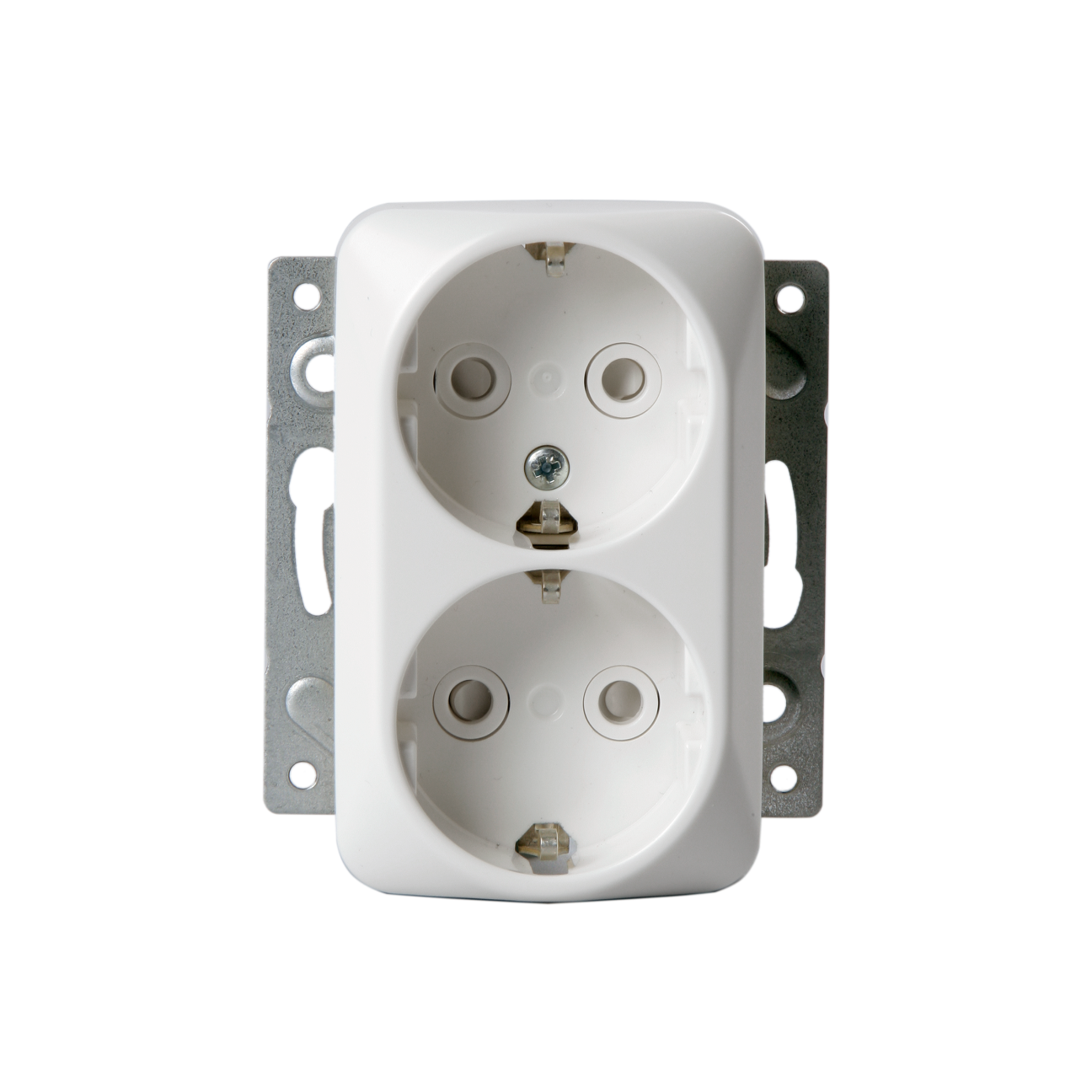 Socket outlet, Jussi, Schuko, 2-gang, shuttered, screwless terminals ...