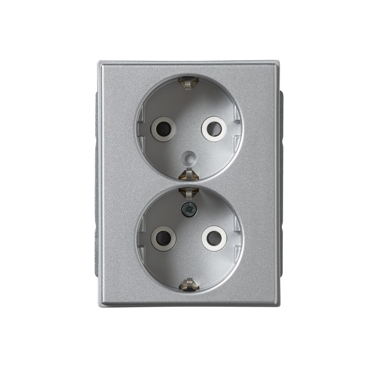 Schuko socket outlet, Impressivo, 2-gang, shuttered, screwless terminals, branching terminals ...