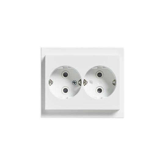 Socket outlet, Schuko, 2-gang, shuttered, screwless terminals ...