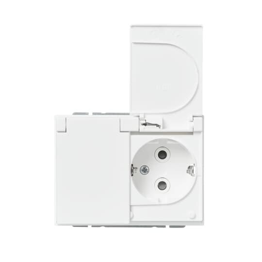 Schuko socket outlet, Impressivo, 2-gang with lid, shuttered, screwless ...