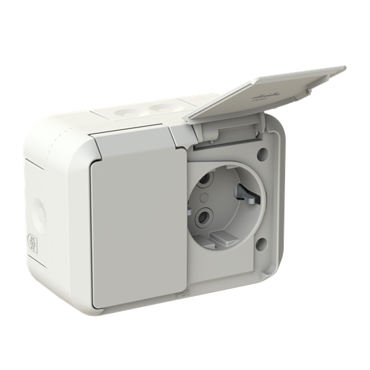Socket outlet, Jussi IP55, 2-gang Schuko, shuttered, screwless ...