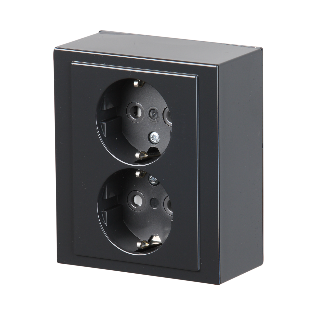 Socket outlet, Impressivo, Schuko, 2-gang, shuttered, screwless terminals, anthracite | ABB Oy ...