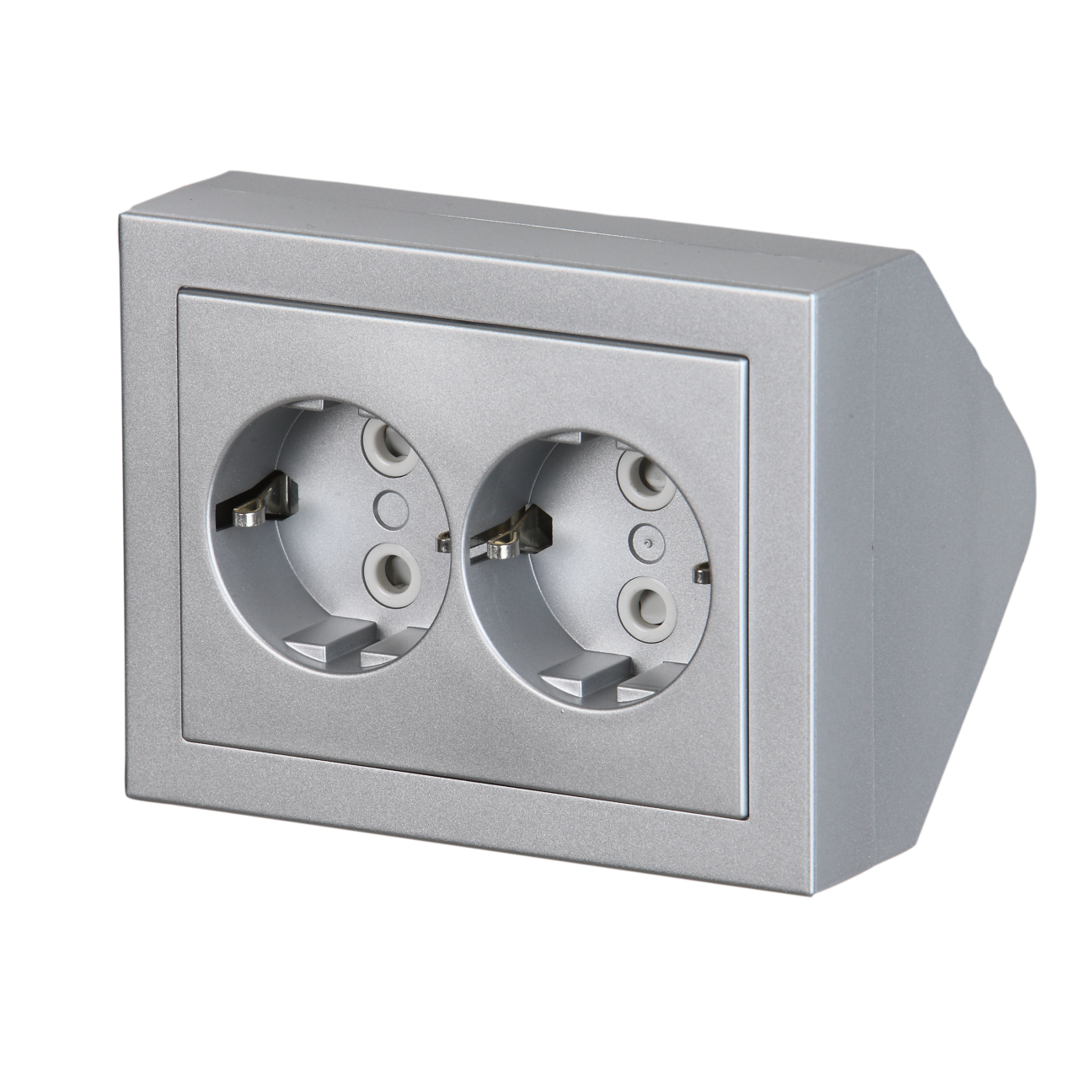 Socket outlet, Impressivo, Schuko, 2-gang, shuttered, screwless ...