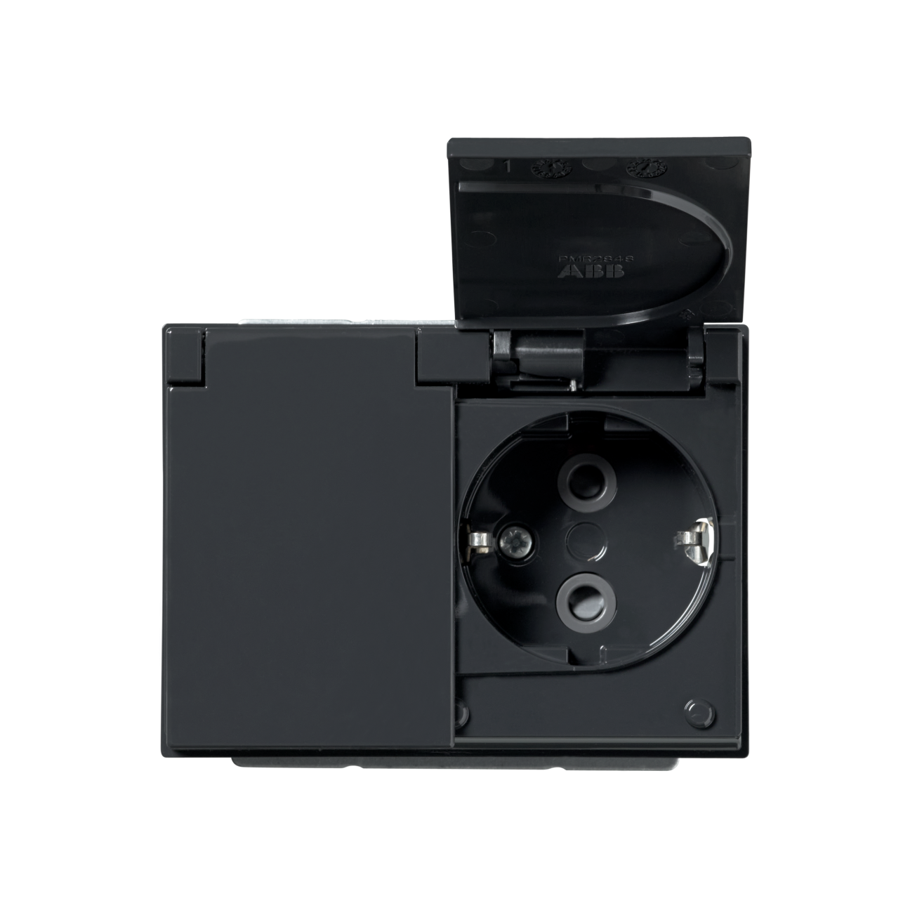 Schuko socket outlet, Impressivo, 2-gang with lid, shuttered, screwless ...