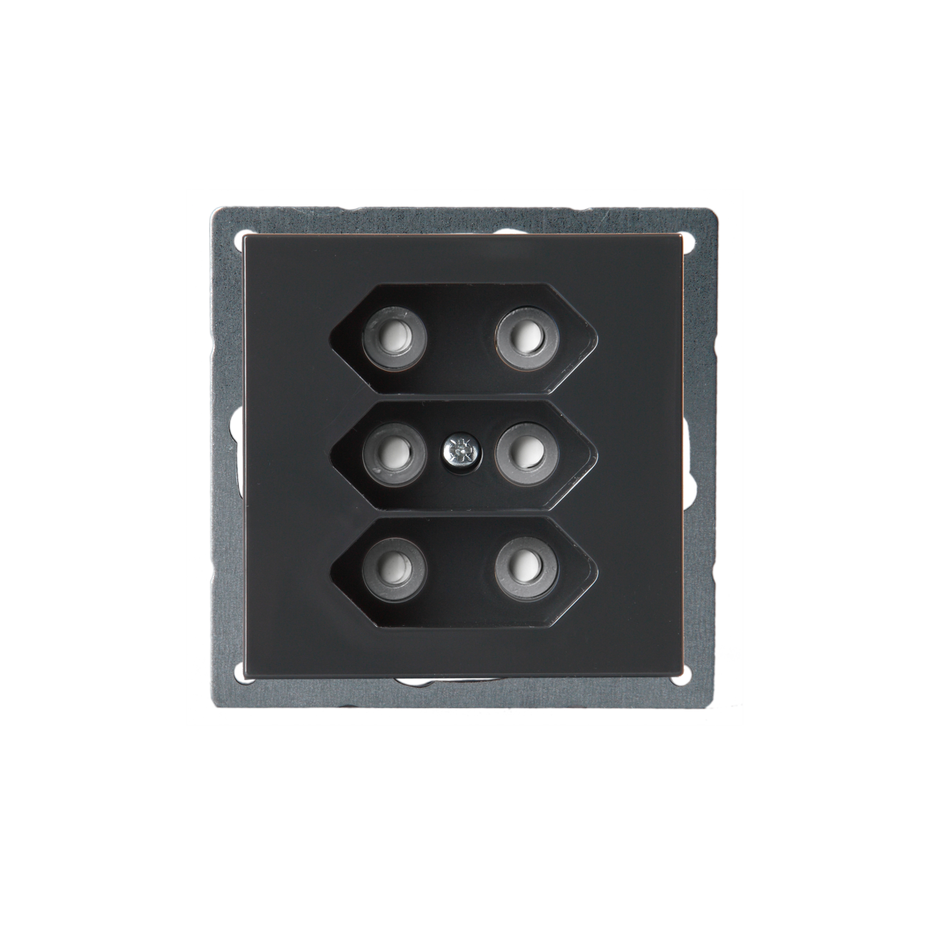 Euro socket outlet, Impressivo, 3-gang, shuttered, screwless terminals ...