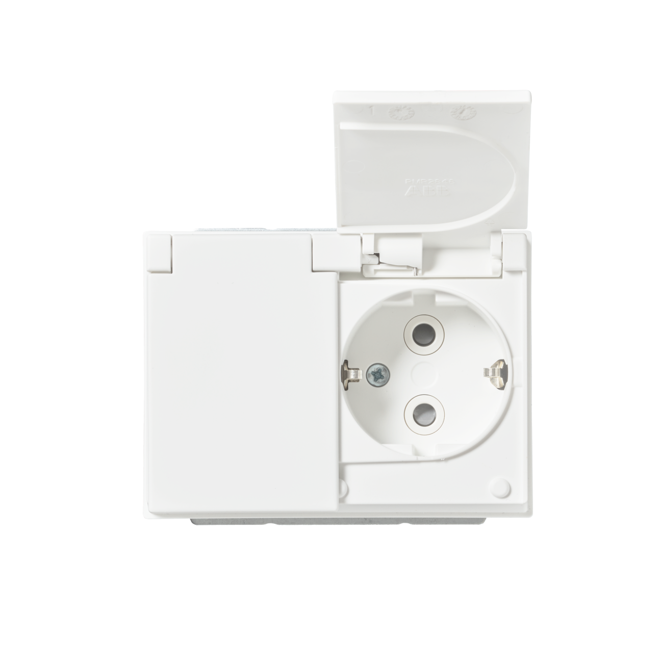 Schuko socket outlet, Impressivo, 2-gang with lid, shuttered, screwless ...