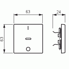 Switch rocker, Impressivo, 1-gang, red lens, "1/0" symbol, aluminum ...