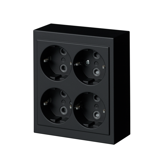 Socket outlet, Impressivo, Schuko, 4-gang, shuttered, screwless ...