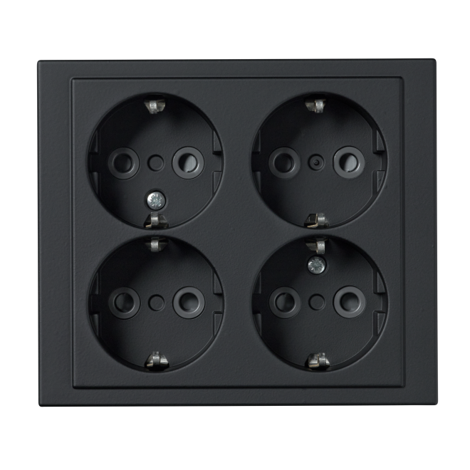 Socket outlet, Impressivo, Schuko, 4-gang, shuttered, screwless ...