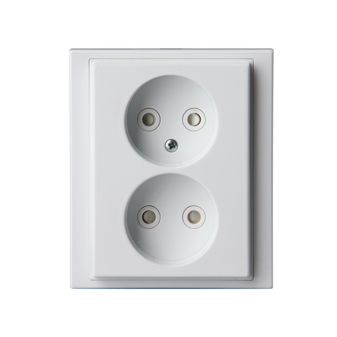Socket outlet, Impressivo, not earthed, 2-gang, shuttered, screwless ...