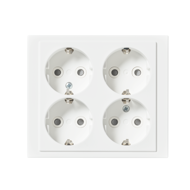 Socket outlet, Impressivo, Schuko, 4-gang, shuttered, screwless ...