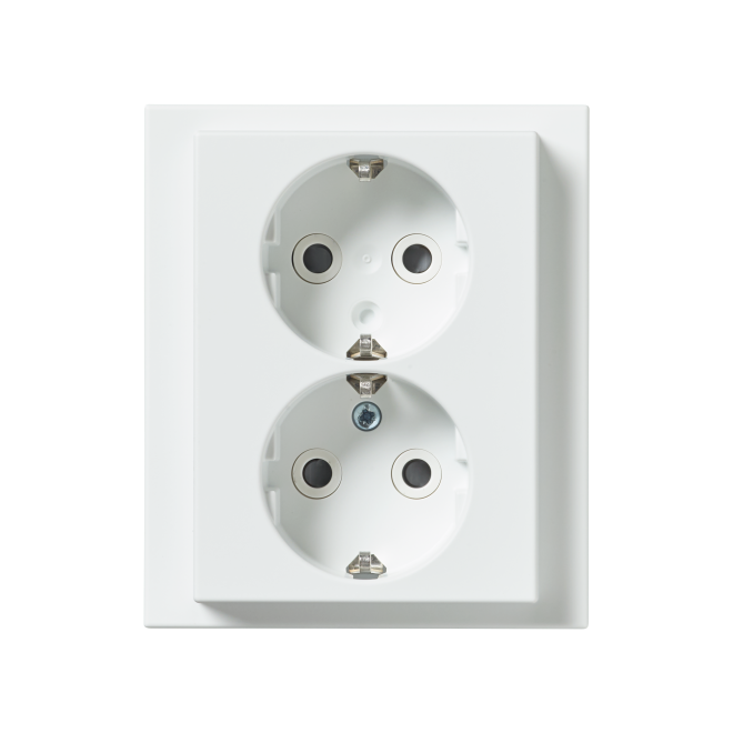 Socket outlet, Schuko, 2-gang, shuttered, screwless terminals ...
