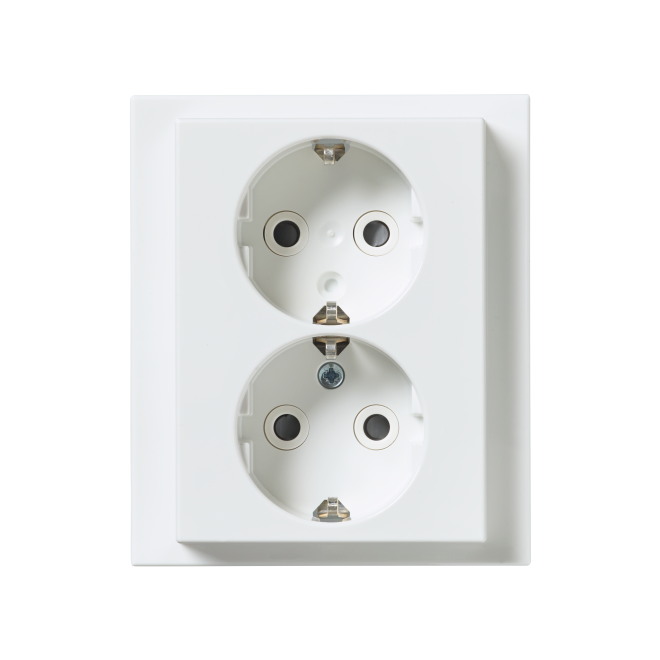 Socket outlet, Impressivo, Schuko, 2-gang, shuttered, screwless ...