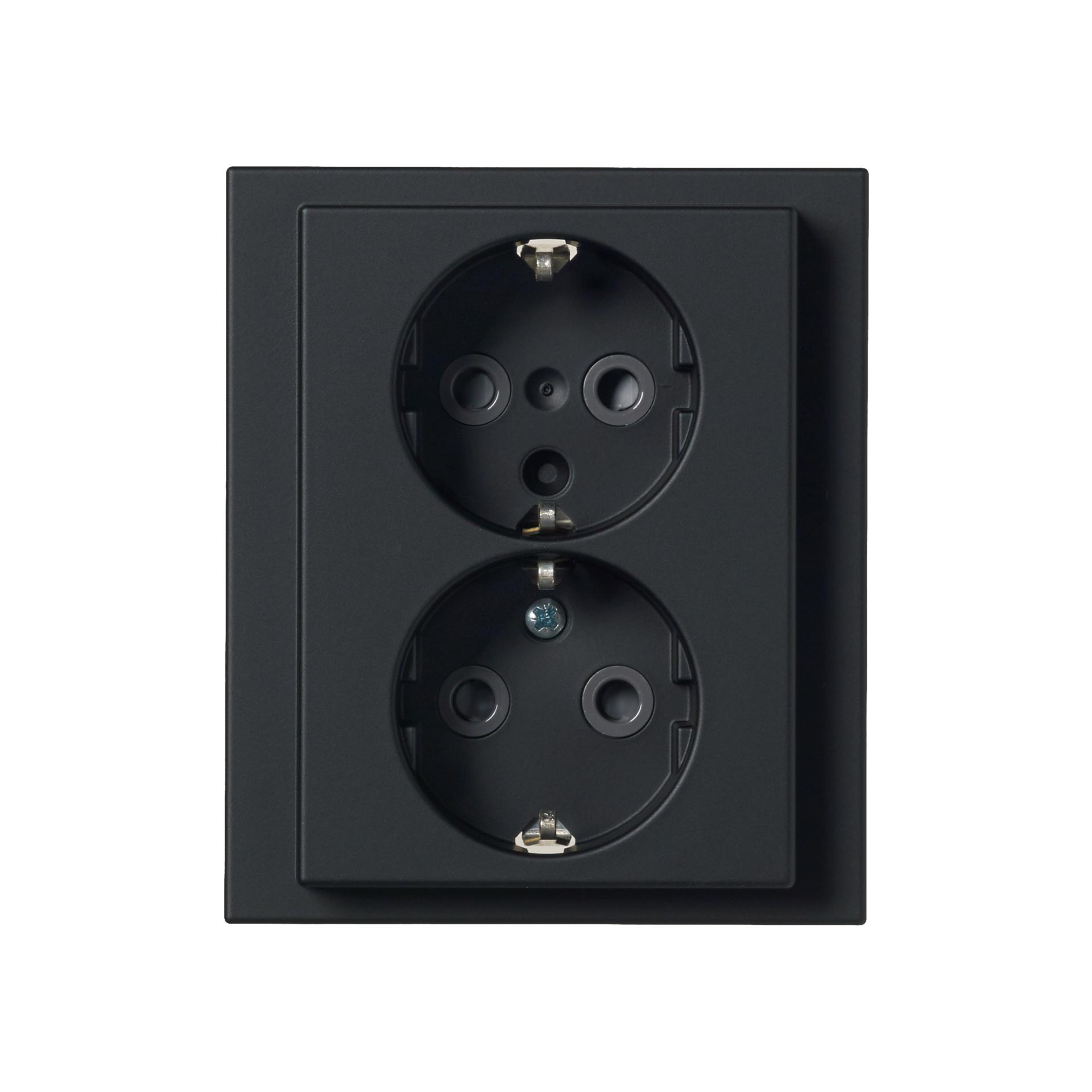 Socket outlet, Schuko, 2-gang, shuttered, screwless terminals ...
